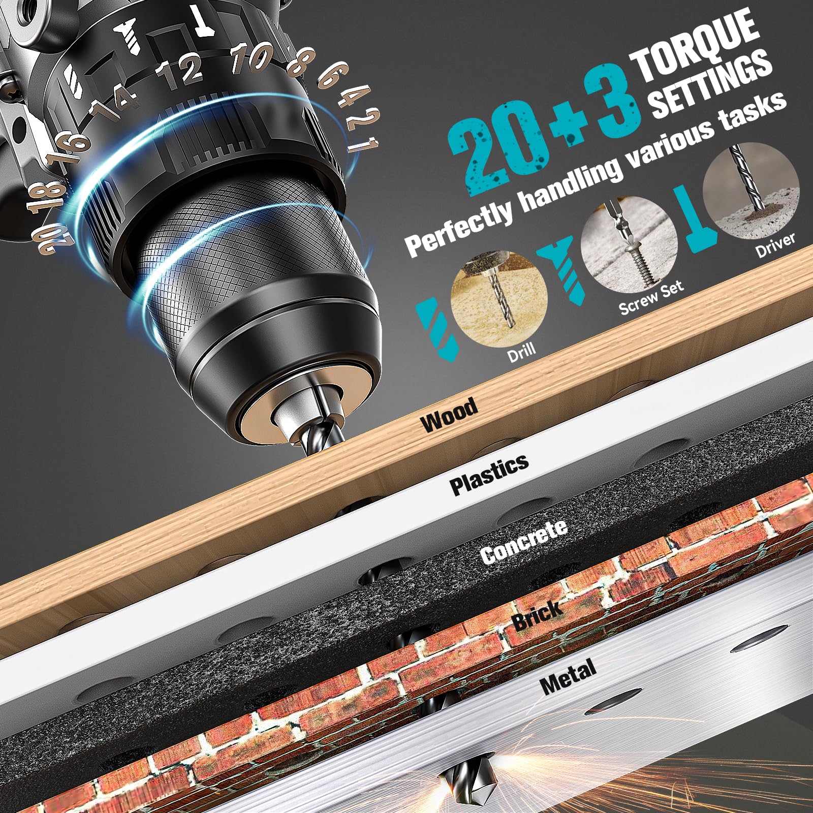 Cordless Drill Set for Makita Battery, 792inch-lbs Compact Cordless Drill/Driver Bits/Brush drill, 1/2'' Keyless Chuck Power Drill Set, Brushless-Motor, Variable Speed (Battery Not Included)