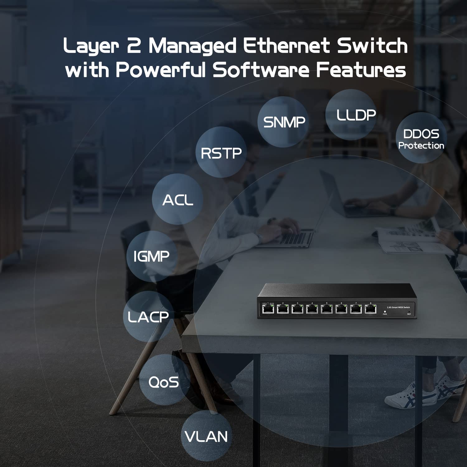 Binardat 8 Port 2.5G Managed Switch, 8 x 2.5 Gigabit RJ-45 Base-T Ports, Web Managed Multi-Gigabit Desktop Ethernet Switch