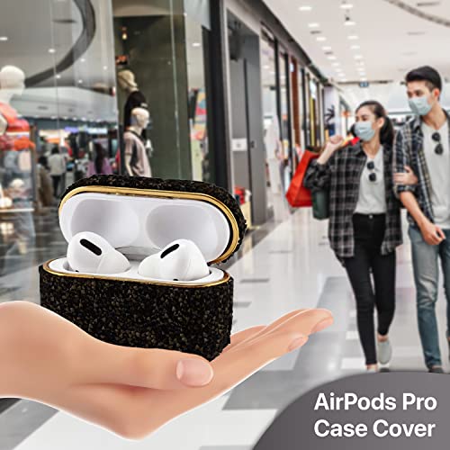 LAX Gadgets AirPods Pro Case Cover - Protective Compatible with Apple AirPod Pro - Lightweight Case with Carabiner Key RingĀ Easy to Use - Rhinestones Black