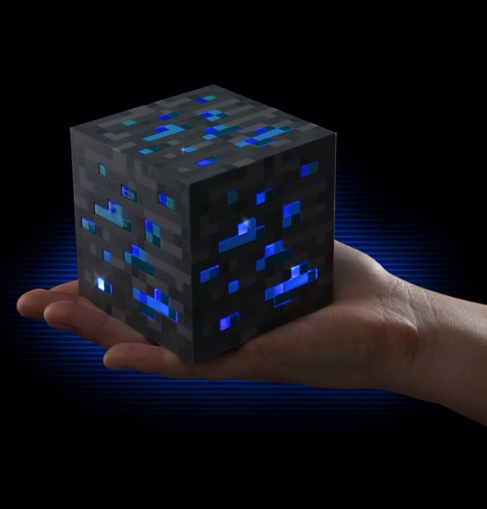 ThinkGeek Minecraft Light-Up Blue Stone Diamond Ore - Sure to Keep Pigmen Away