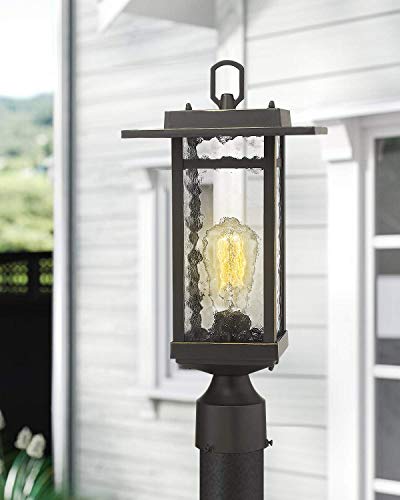 Beionxii Dusk to Dawn Outdoor Post Lights, 21inch Pier Mount Lantern Exterior Lamp Post Light Fixture with Base, Oil Rubbed Bronze A268P-2PK