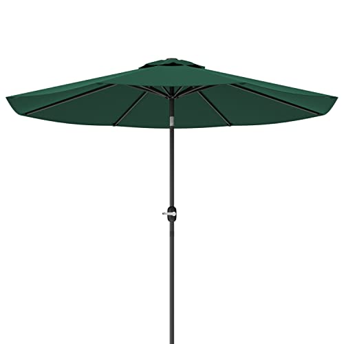 Greesum Patio Umbrella, Outdoor Market Table Parasol with Push Button Tilt, Crank and 8 Sturdy Ribs for Garden, Lawn Backyard & Pool, Green
