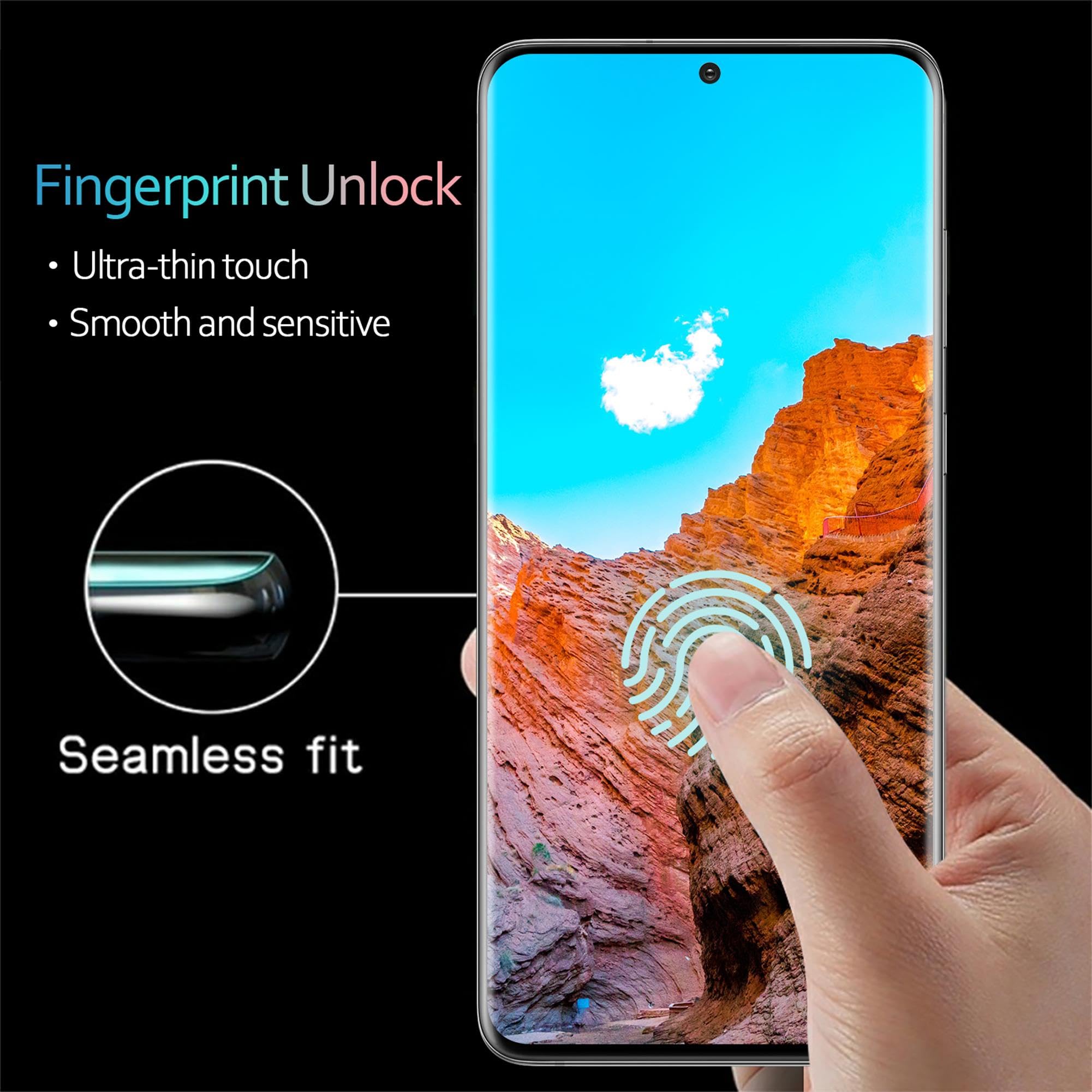 Arshek [2+2 Pack] Screen Protector for Samsung Galaxy S20/S20 5G, 9H Tempered Glass, Ultrasonic Fingerprint Compatible,3D Curved, HD Clear, Bubble-Free for Galaxy S20 Glass Screen Protector
