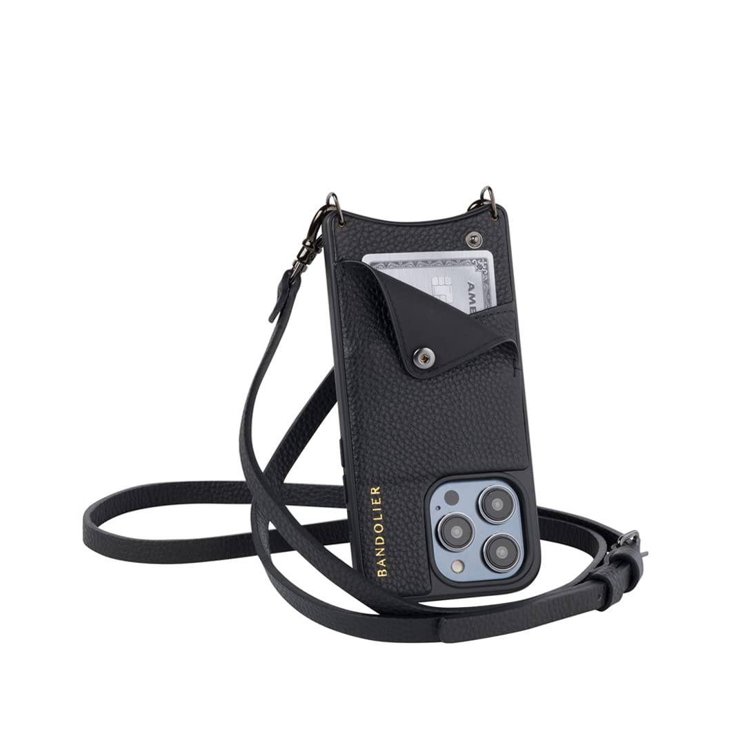 Bandolier Emma Crossbody Phone Case and Expanded Zip Pouch Set - for iPhone 14 Pro - Black/Pewter