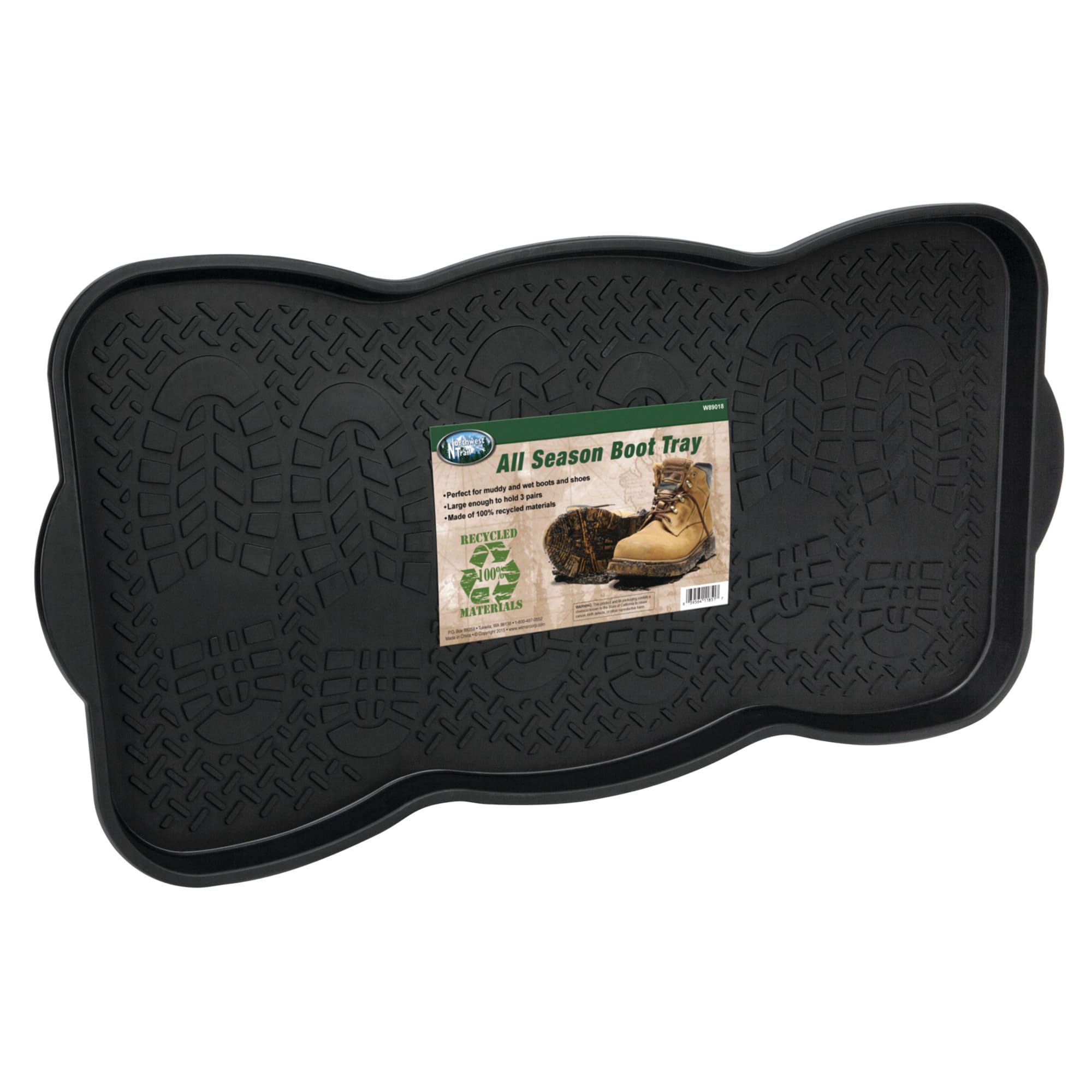 Performance Tool W89018 Boot Tray & Mat for Home and Kitchen, Pets & Gardening. Best for Everything From Entryway Tidy, Dog Food Bowls to Paint & Planting Trays, Black