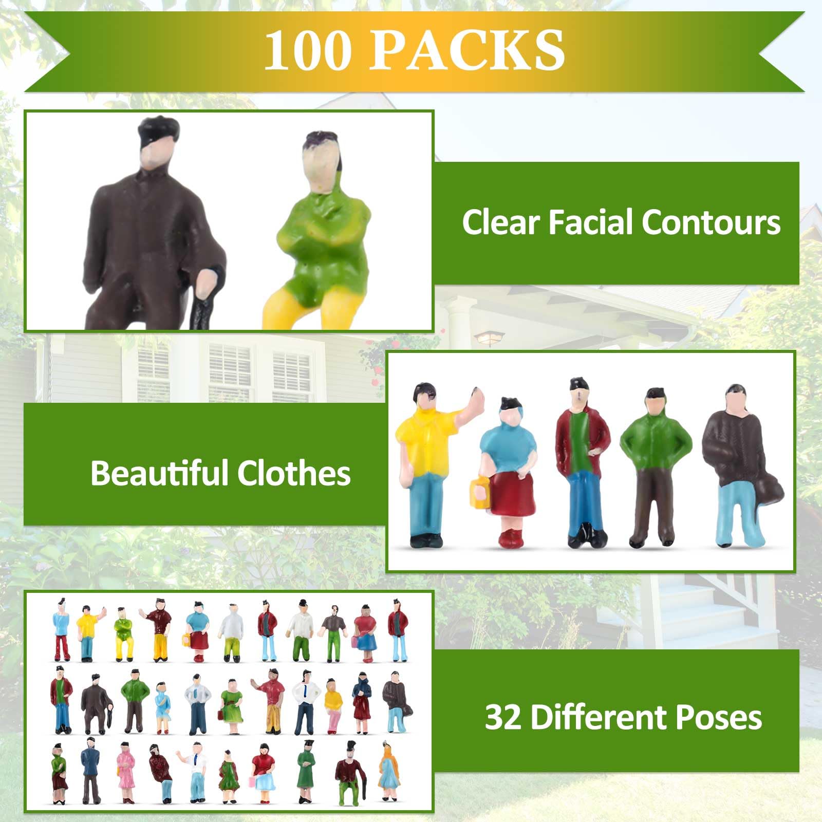 Harrycle 100 Pcs Mini People Figurines 1: 150 Scale Architectural Painted Tiny People Model Sitting and Standing Plastic Miniature People Assorted Poses Model Trains for Miniature Scenes