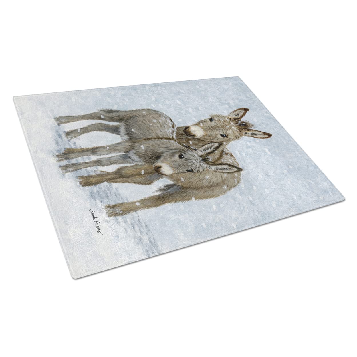 Caroline's Treasures ASA2149LCB Donkeys Glass Cutting Board Large Decorative Tempered Glass Kitchen Cutting and Serving Board Large Size Chopping Board