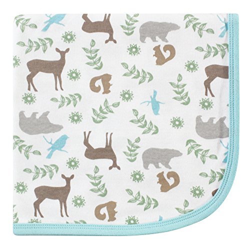Touched by Nature Unisex Baby Organic Cotton Swaddle, Receiving and Multi-purpose Blanket, Forest, One Size