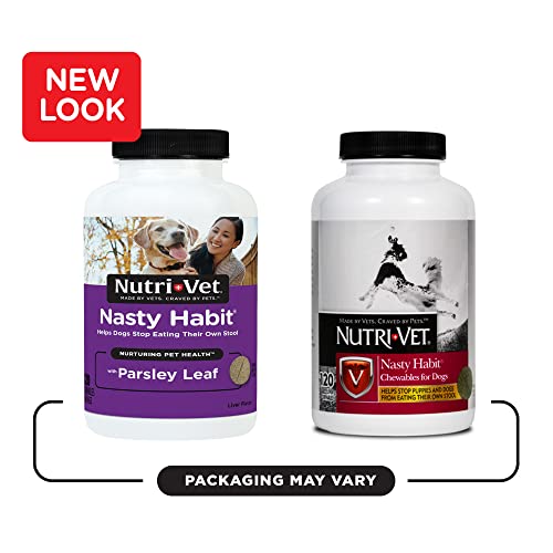 Nutri-Vet Nasty Habit Chewable Tablets for Dogs | Helps Stop Puppies and Dogs from Eating their Own Stool | 120 Count