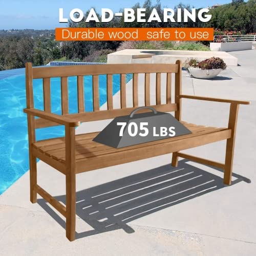 NiamVelo Park Benches for Outside, 3-Person Garden Bench, Rustic Two Person Loveseat Chair, Porch Bench Furniture Memorial Benches Made of Poly Lumber, Patio Bench Suitable for All Weather, 705 lbs