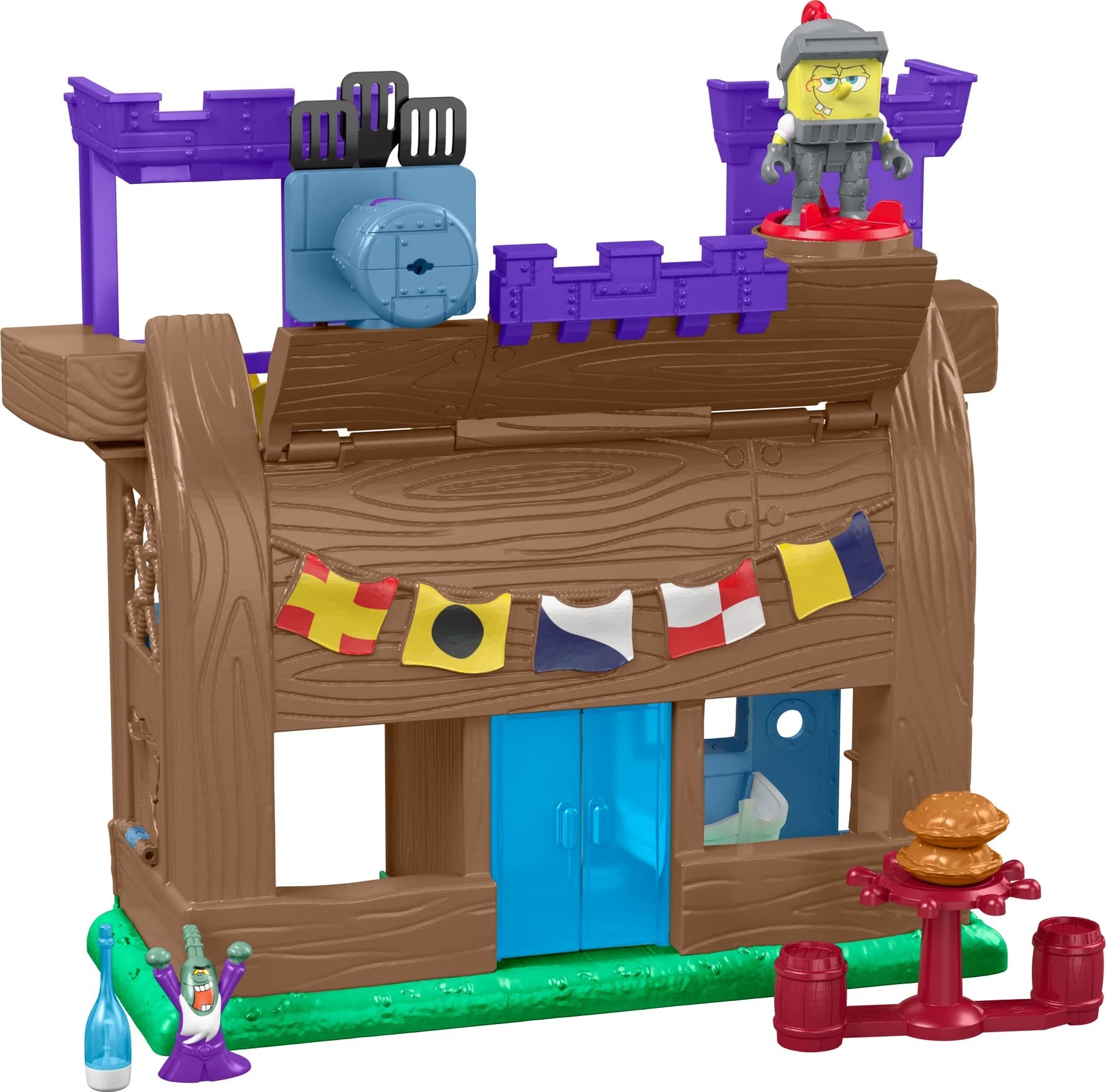 Imaginext Spongebob Transforming Playset, Krusty Krab Kastle, Medieval Knight Spongebob and Plankton Figures with Accessories (Amazon Exclusive)
