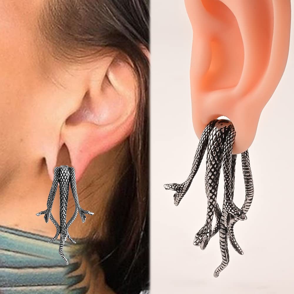 Atomhole 2PCS Cool Snake Ear Gauges Hypoallergenic Stainless Steel Plugs Ear Weights Gauges for Ears Piercing Expander Stretchers Body Jewelry (12mm(1/2"), Silver)