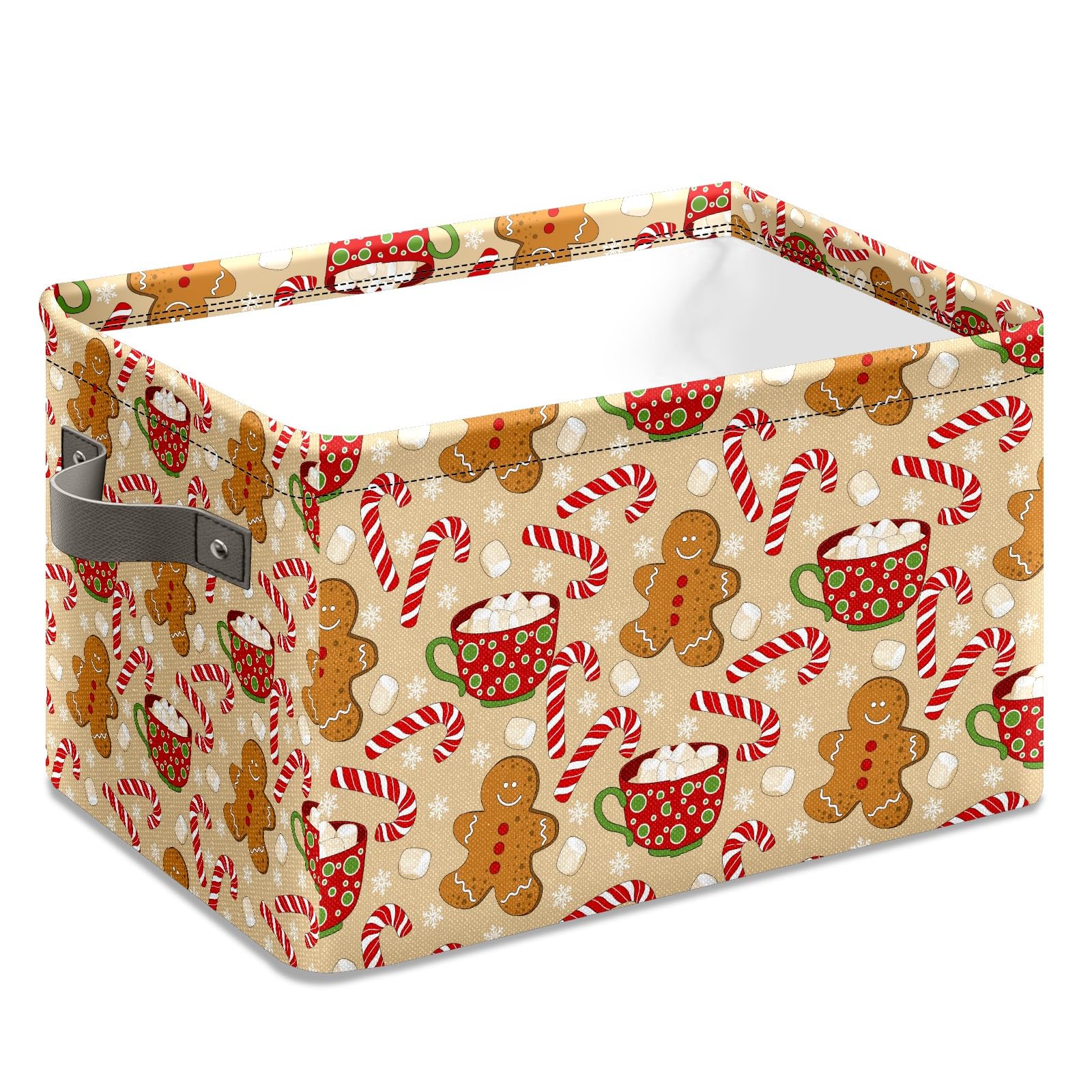 Christmas Gingerbread Man Candy Storage Basket Large Foldable Storage Bin Cube Collapsible Organizer for Pantry Bedroom Decor