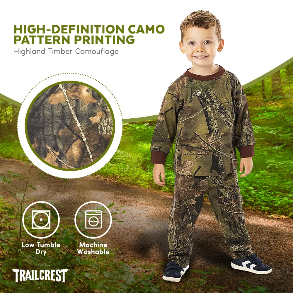 TrailCrest by Treel Infant - Toddler Cotton Camo Long Sleeve T-Shirt and Long Pants Set, 18-24 Months, Camo