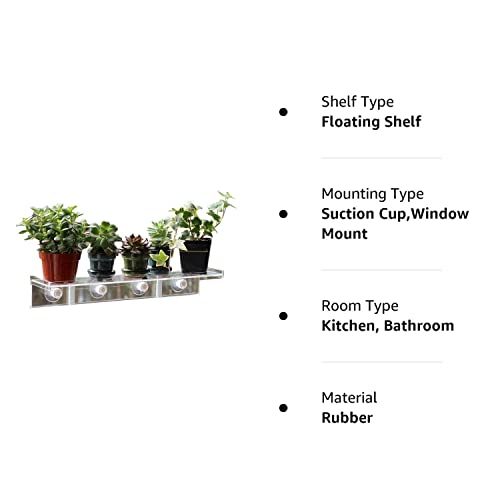 LaBrinx Designs Extra Large Suction Cup Shelf - Live Plants, Windows, and Bathrooms