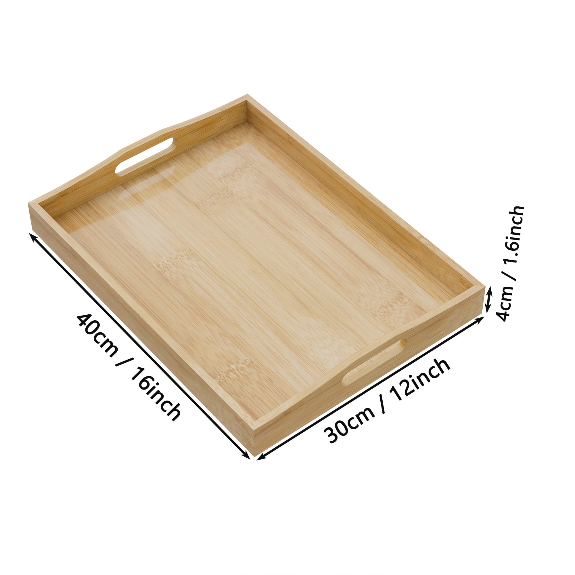HEITICUP Bamboo Serving Tray-One Piece Set of Bed Tray Coffee Table with Handles, Kitchen Trays for Party, Serving Breakfast Pastries, Eating, Snacks, Mini Bars
