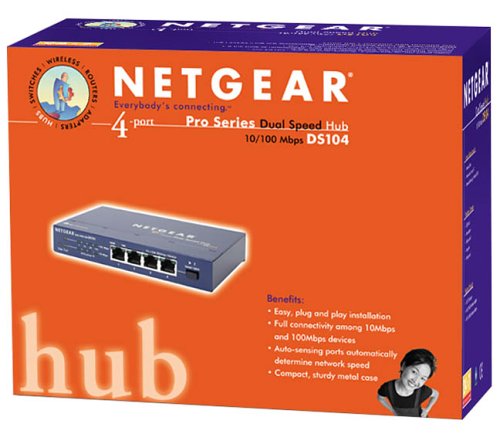 NETGEAR DS104 - Hub - 4 ports - Ethernet, Fast Ethernet - 10Base-T, 100Base-TX - external