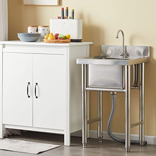 Handmade Sink 304 Stainless Steel Kitchen Sink Hand Made 1 Compartment Capacity Huge Tub Sink for Farmhouse Cafe Shop