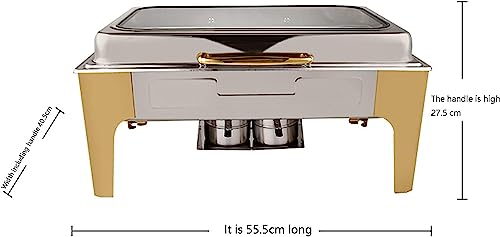 Food Warming Buffet Servers - Stainless Steel Buffet Hot Plates, Table Buffet Heaters, Covered Servers, Food Warmers for Party Buffets, Fondue Buffet Sets.(Size:9L,Color:semi-Gilding) (Semi Gilding)