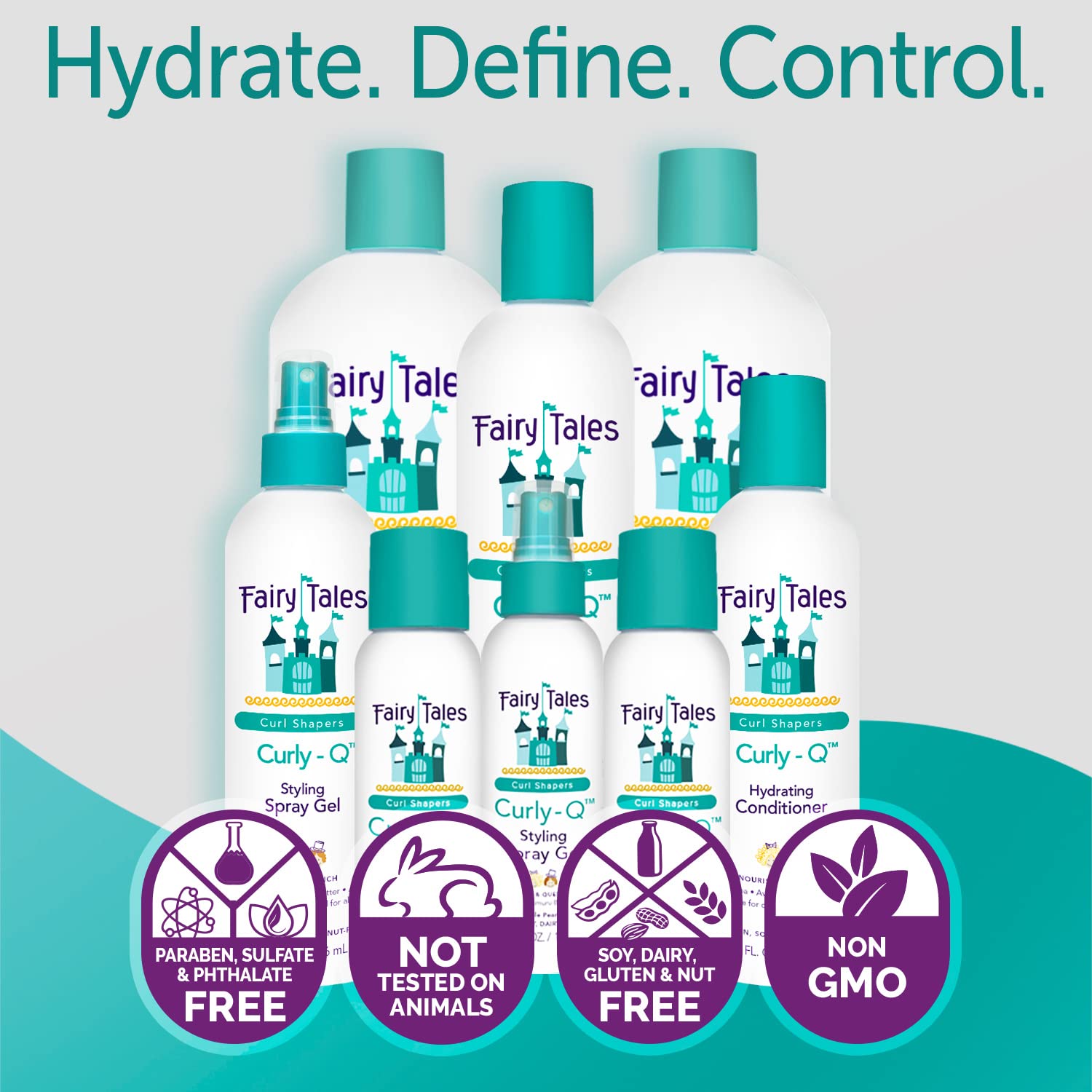 Fairy Tales Curly-Q Daily Hydrating Shampoo and Conditioner for Kids - 32oz Curly Hair Set - Paraben, Sulfate, Gluten and Nut Free