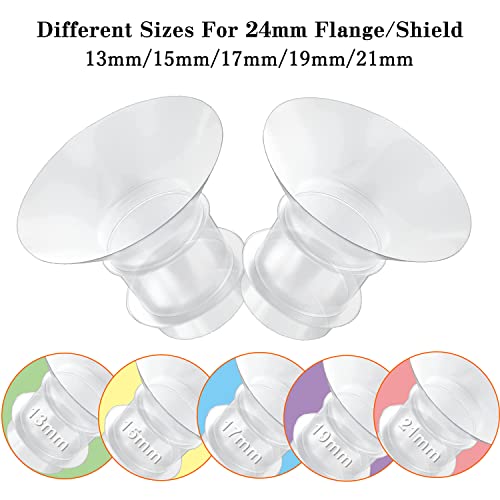 Flange Inserts 13/15/17/19/21mm for Medela,Spectra 24mm Shields/Flanges,Compatible with TSRETE,CPPSLEE,Momcozy S9/S9Pro/S12/S12Pro Wearable Breast Pump,Reduce 24mm Nipple Tunnel Down to 5pcs