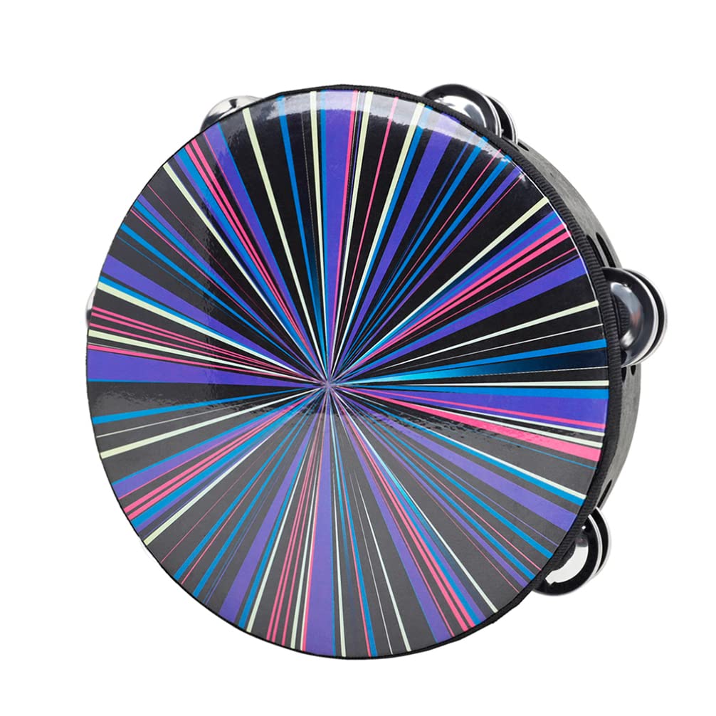 Radiant Tambourine Handheld Drum Bell: Double Row Tambourines 8 Inch Musical Instrument Reflective Hand Drum for Church KTV Party Silver