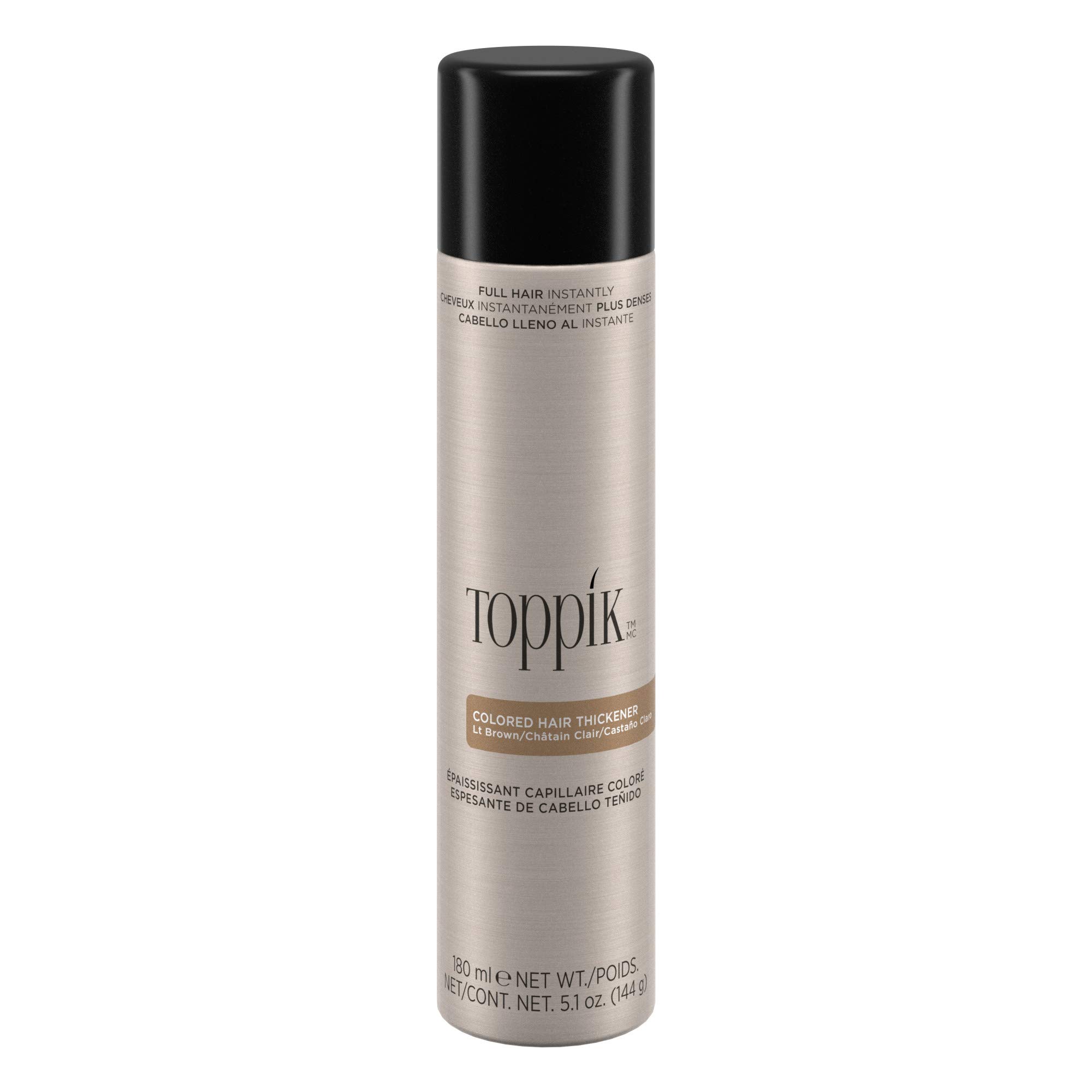 Toppik Colored Hair Thickener, Light Brown, Volumizing Root Touch Up Concealer Hair Color Spray, Colored Spray for Root Touch Up, Cover Up, Hair Thickening, Hair Building Fiber Spray, 5.1oz Spray
