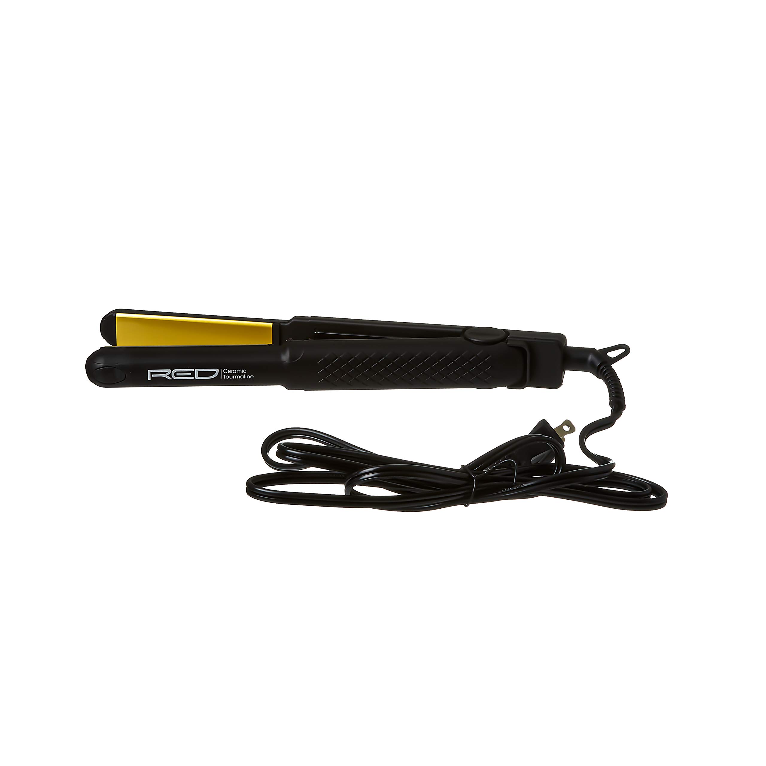 RED by KISS Ceramic Tourmaline Flat Iron (3/4", Ceramic) Eliminates Frizz, Preserves Hair Moisture, Instant Variable Temperature Control with On/Off Button