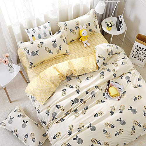 Feelyou Yellow Pineapple Duvet Cover Sets King Size, Cute Tropical Fruit Decor Bedding Set, Ultra Soft Microfiber Comforter Cover with 2 Pillow Shams, Lightweight 3 Pcs Home Bedding Collection,Zipper