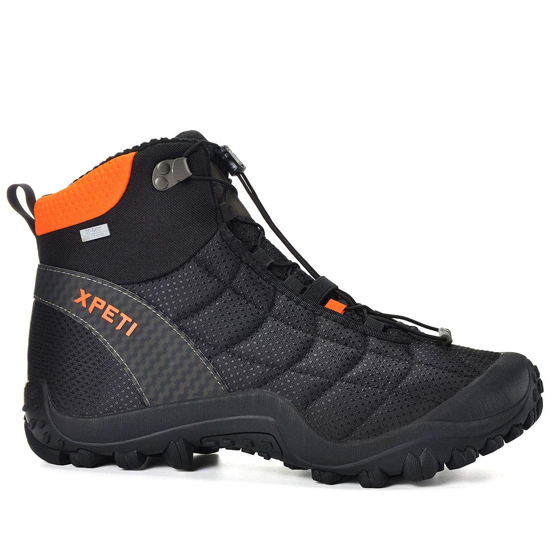 Birsppy Men's Crest Thermo Hiking Trekking Outdoor Boot Snow Walking Work Shoes Breathable Drawstring Lock Design (Black/Orange,8 IN)