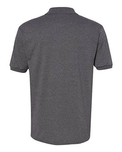 Hanes Men's Cotton-Blend EcoSmart Jersey Polo Charcoal Heather