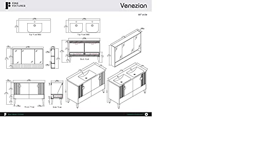 Fine Fixtures Venezian Collection - 48" Double Green Bathroom Vanity, Black Handles.