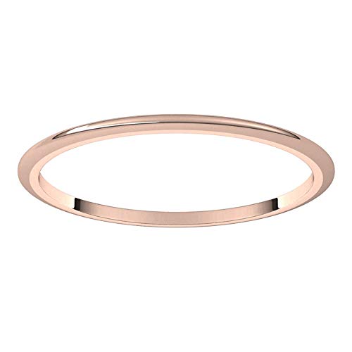 Banvari 14K Rose Gold 1mm Half Round Band Size 5.5| Made in USA