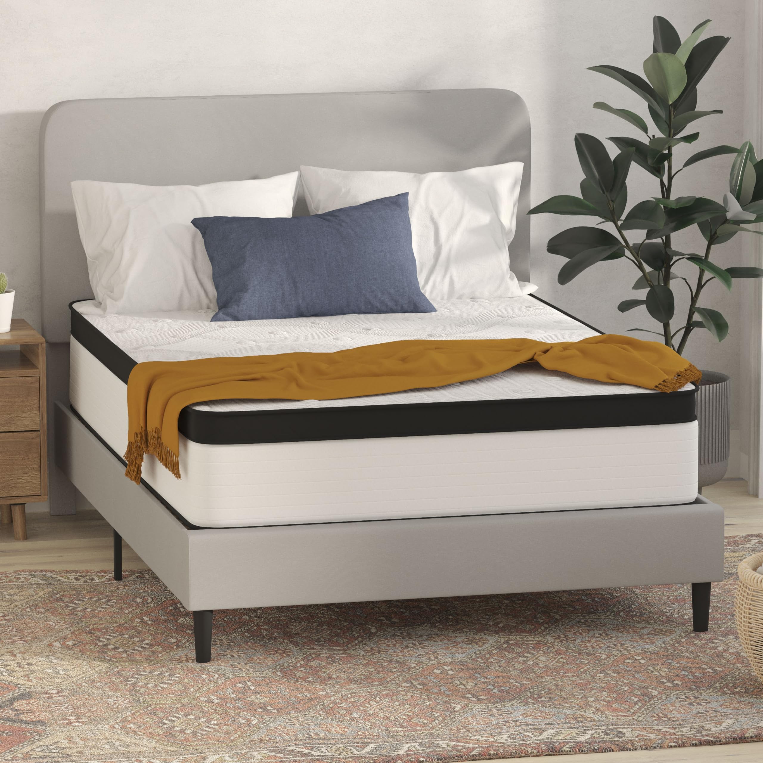 Flash Furniture Capri Comfortable Sleep 12" Hybrid Pocket Spring and Foam Mattress in a Box, Extra Firm Foam Pocket Spring Hybrid Mattress, Full