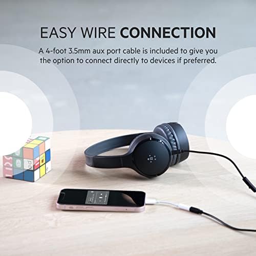 Belkin SoundForm Mini - Wireless Bluetooth Headphones for Kids with 30H Battery Life, 85dB Safe Volume Limit, Built-in Microphone - Kids On-Ear Earphones for iPhone, iPad, Fire Tablet & More - Black