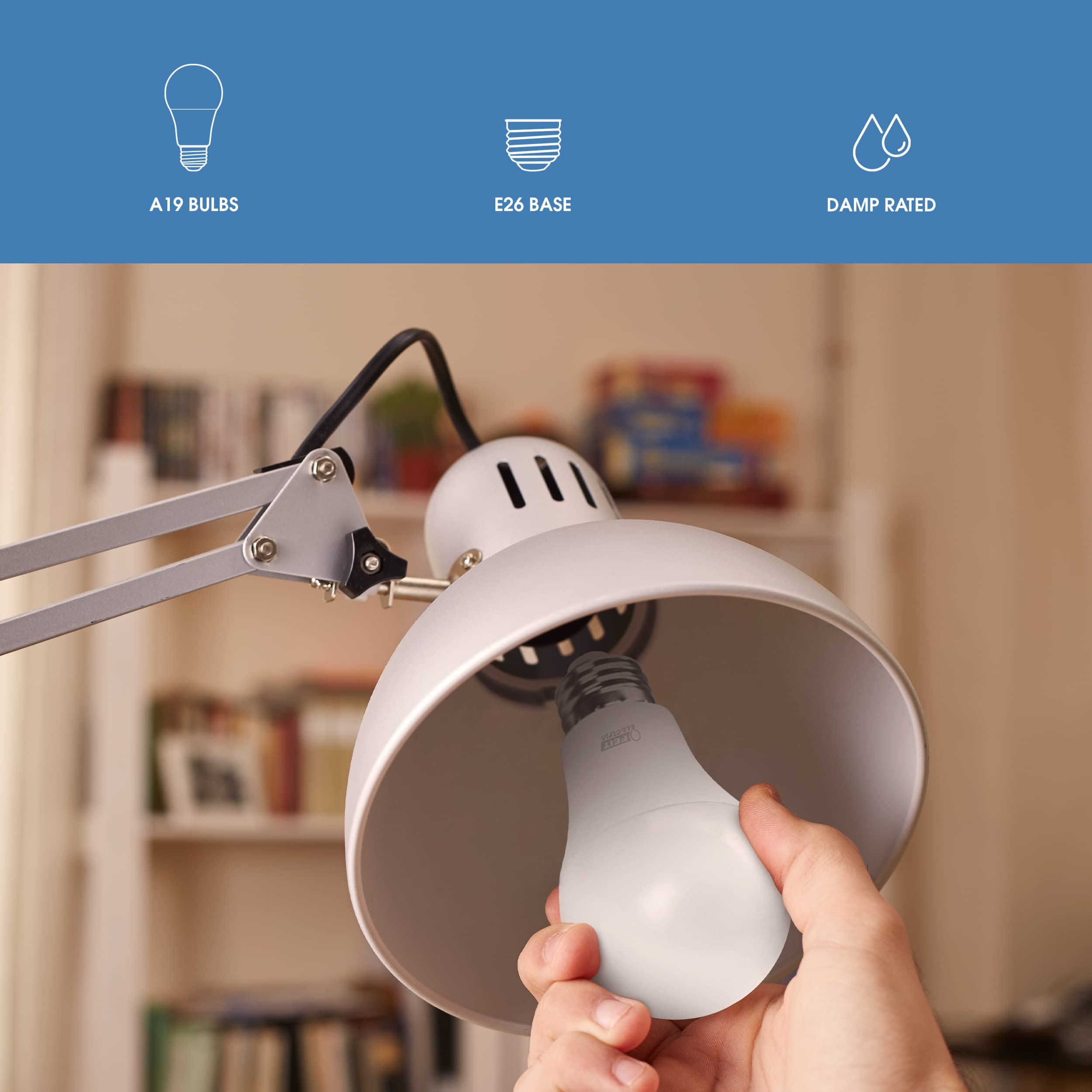 FEIT ELECTRIC A450/850/10KLED/4 4-Pack 40W Equivalent 5.5 Watt Non-Dimmable A19 LED Light Bulbs, 4.4" H x 2.35" D, 5000K Daylight, 4 Piece