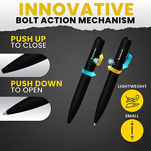 BASTIONĀ® Luxury Mini Bolt Action Pen, Lightweight Aluminum EDC Pen with Fine Tip, Professional Ballpoint Pen for School and Work - Black