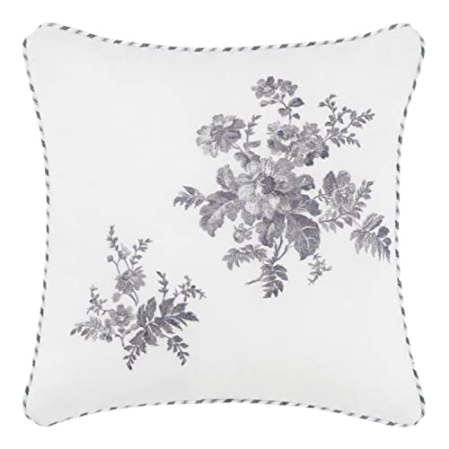Laura Ashley Home - King Comforter Set, Reversible Cotton Bedding, Includes Matching Shams with Bonus Euro Shams & Throw Pillows (Annalise Grey, King)