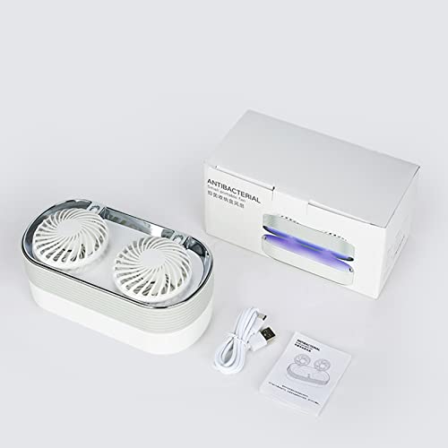 HUIQIMEI Portable Mini Desk Fan Storage Box Multifunction USB Fan 2-in-1 Double Rechargeable Fans 360° Adjustable Angle Mute Suitable for Home Office Travel Outdoor Good Gift