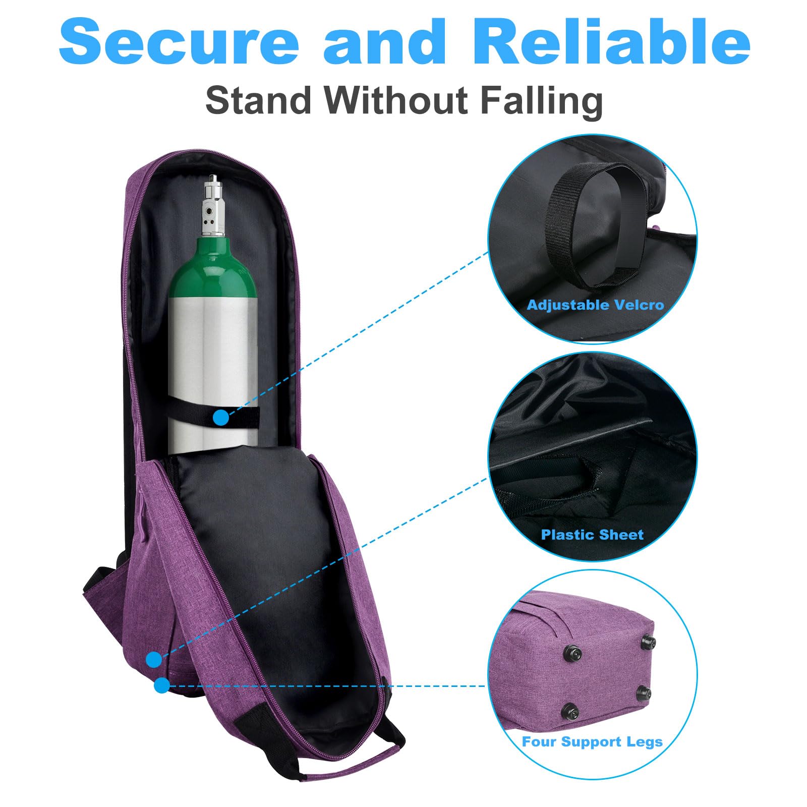 APDTEK Portable Oxygen Tank Backpack Only for Size D (M-15), Size JD (M-22) Oxygen Cylinder Backpack Bag with Durable Straps for Travel - Easy to Carry (Purple)
