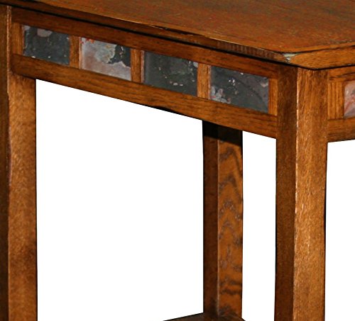 Leick Rustic Oak Slate Tile Recliner Wedge End Table