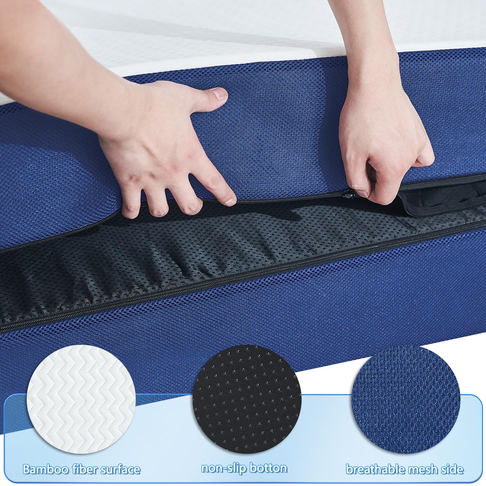 CYMULA Folding Mattress Full Size,4 inch Memory Foam Tri Fold Mattress,Portable Folding Mattress with Washable Cover, Foldable Mattress Topper Full Camping,Guest (52"×73"×4")