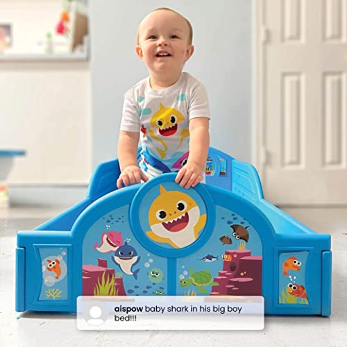 Baby Shark Plastic Sleep and Play Plastic Toddler Bed + Baby Shark Table and Chair Set by Delta Children (Bundle)