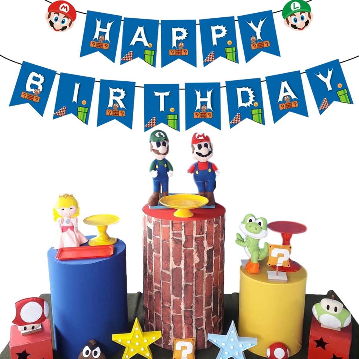 Birthday Banner For Mario, Video Games Birthday Theme Party Supplies,Video Games Birthday Party Decoration