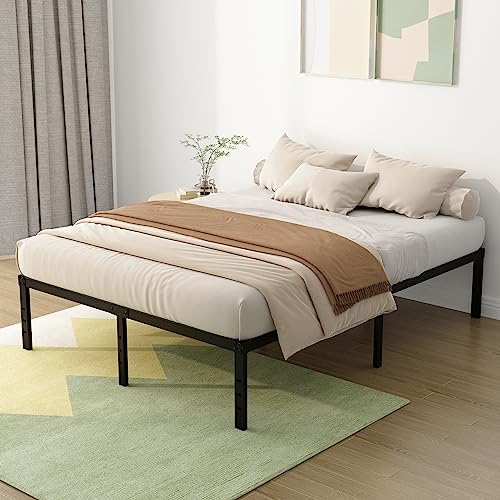 DiaOutro 16 Inch Queen Bed Frame Heavy Duty Metal Platform No Box Spring Needed, Maximum Storage, Easy to Assembly, Noise Free, Black