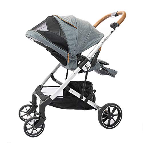 Icon Baby Stroller - Compact Stroller for Travel with Adjustable Footrest, Ventilated Canopy and Reversible Seat - by Primo Passi (Grey Melange)