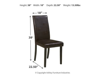 Signature Design by Ashley Kimonte Modern Faux Leather Upholstered Armless Dining Chair, 2 Count, Dark Brown