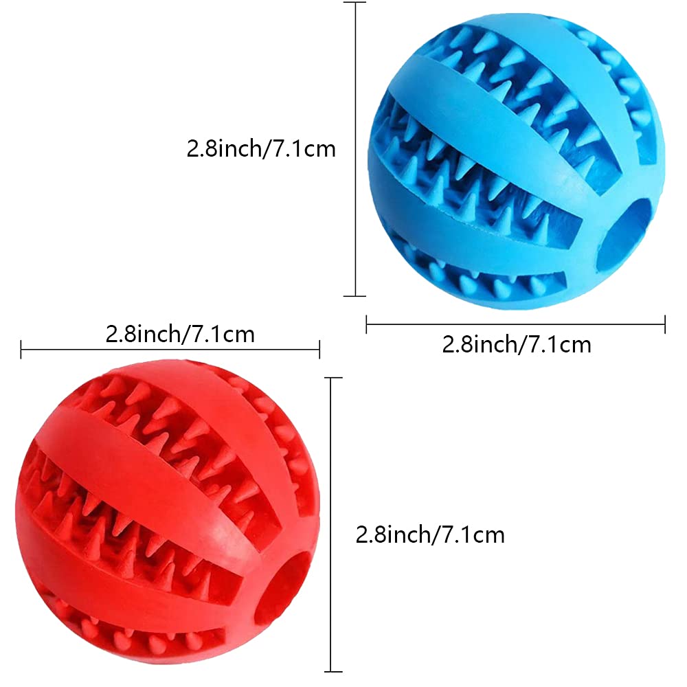 Feixun Dog Treat Toy Ball, Dog Tooth Cleaning Toy, Interactive Dog Toys 2.8" Pack of 2