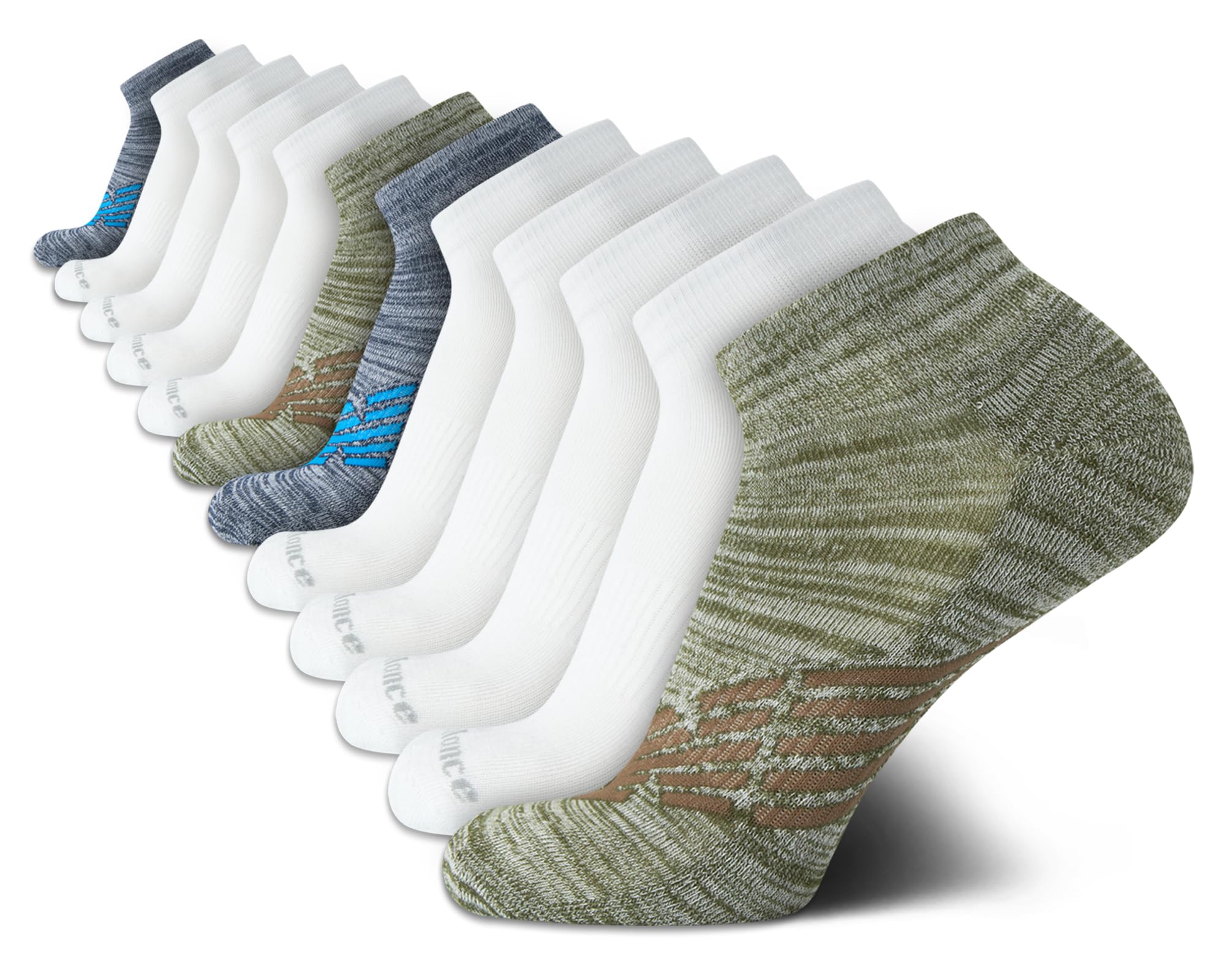 New Balance Men's Quarter Socks - 12 Pack Performance Cushioned Athletic Socks for Men with Arch Support (Shoe Size: 6-12.5), Size 6-12.5, Black/Grey Assorted