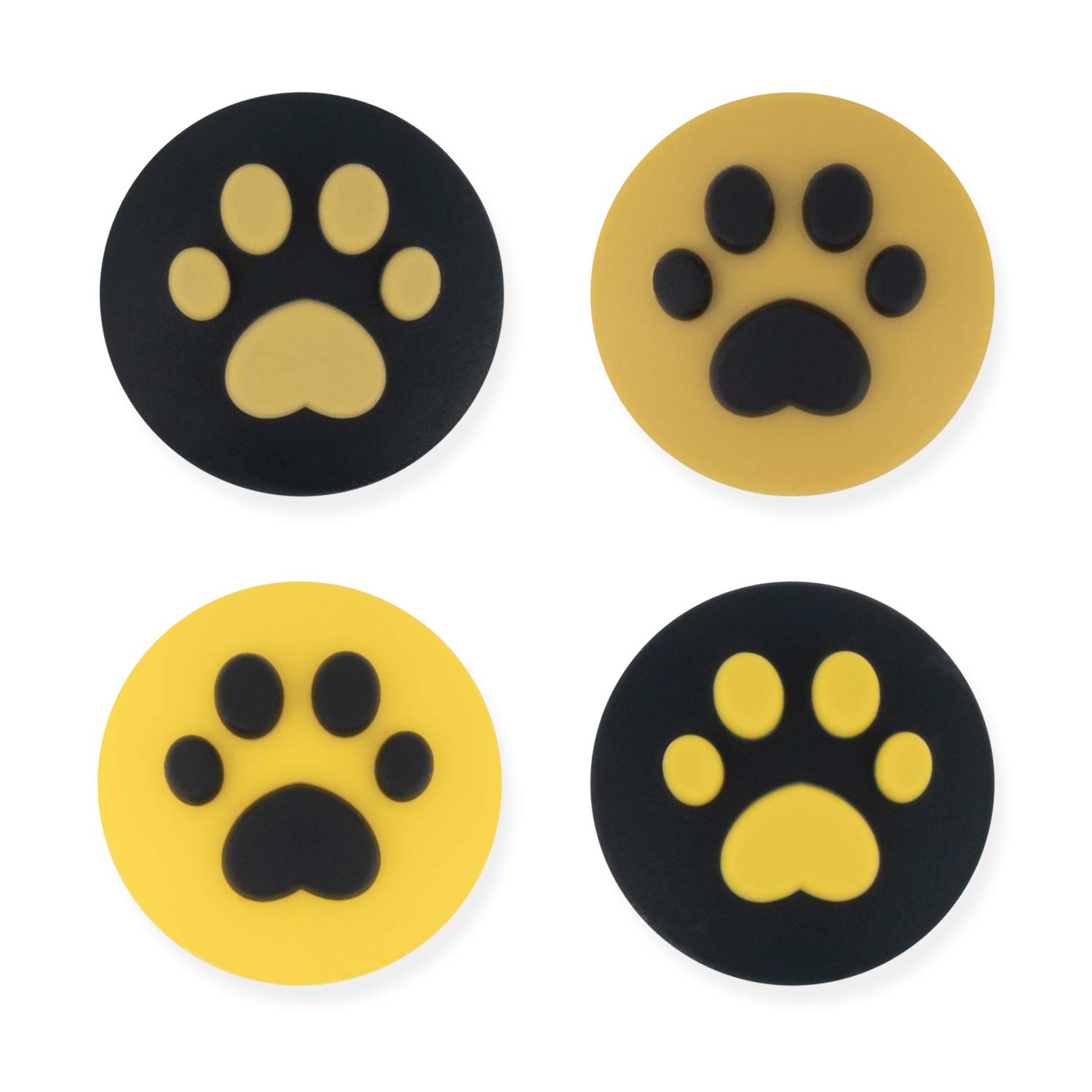 GeekShare 4PCS Silicone Cat Paw JoyCon Thumb Grip Set Joystick Caps Compatible with Switch / OLED / Switch Lite (Brown Yellow)